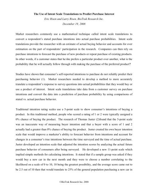 The Use of Intent Scale Translations to Predict Purchase Interest ...