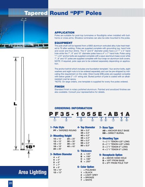 Tapered Round “PF” Poles Area Lighting PF35-1055E ... - All-Struct