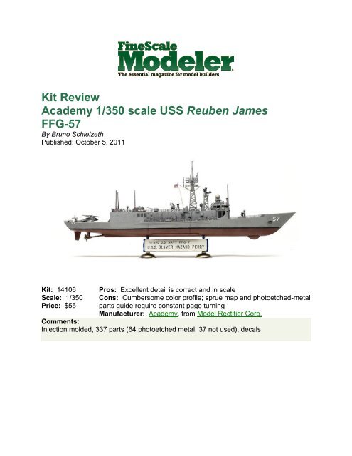 Kit Review Academy 1/350 scale USS Reuben James FFG-57