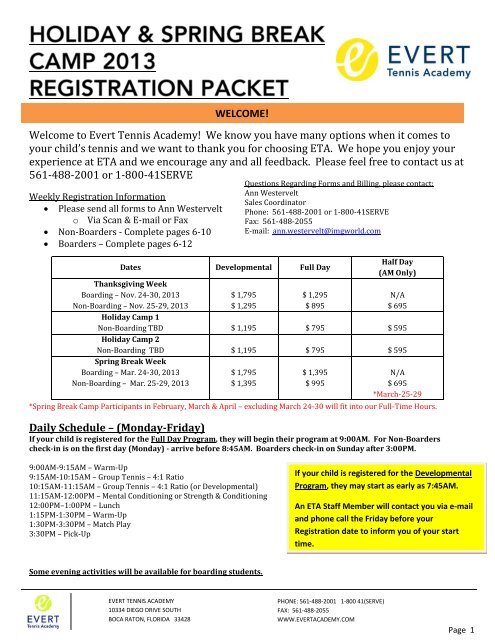 Evert Tennis Academy! - Registration Form - IMG Academies