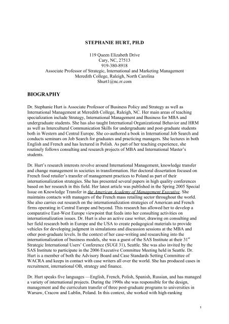 stephanie hurt, ph.d - Meredith College