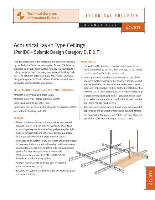 40-101 Acoustical Lay-in Ceilings - TSIB / Technical Services and ...