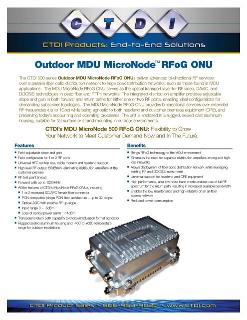 Outdoor MDU MicroNode™ RFoG ONU - Ctdi.com