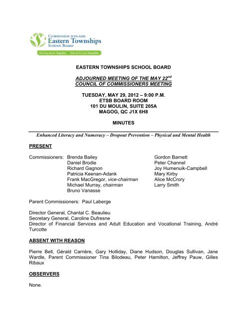 2012-05-29 - Eastern Townships School Board