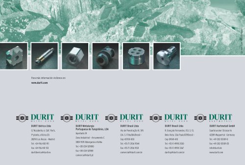 DURIT-Metalurgia Portuguesa do Tungsténio, LDA DURIT Ibérica ...