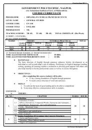 GOVERNMENT POLYTECHNIC, NAGPUR. COURSE CURRICULUM