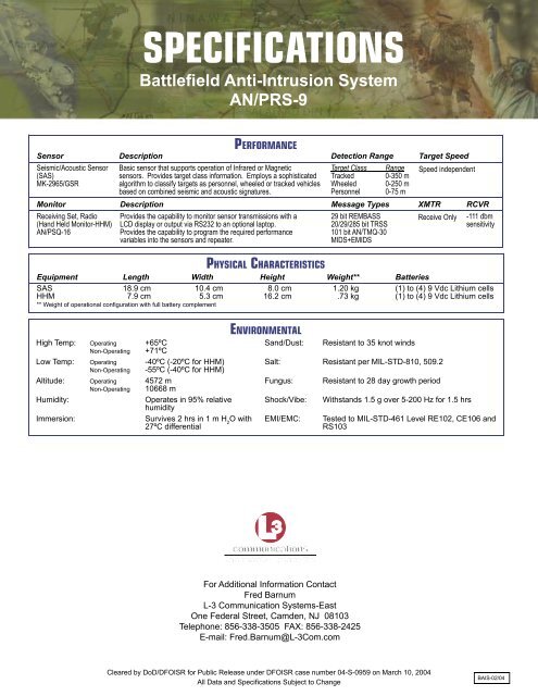Sensor Seismic/Acoustic S