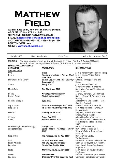 Download Matthew's full CV - Actually Actors