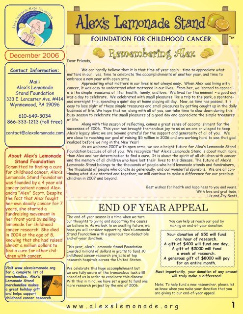 Remembering Alex - Alex's Lemonade Stand