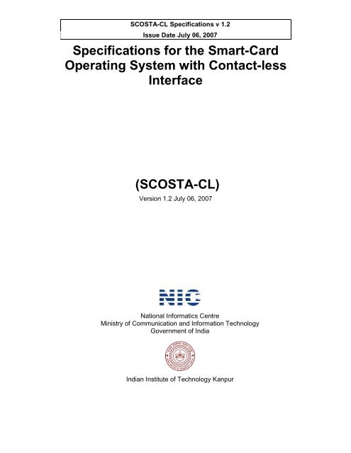 Specifications for the Smart-Card Operating System with ... - Scosta