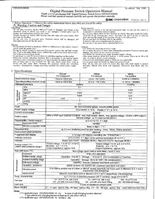 Digital Pressure Switch Operation Manual