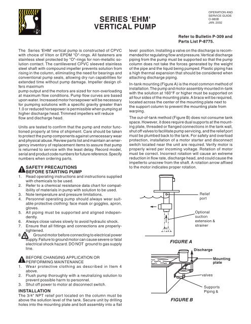 SERIES 'EHM' VERTICAL PUMP - Serfilco