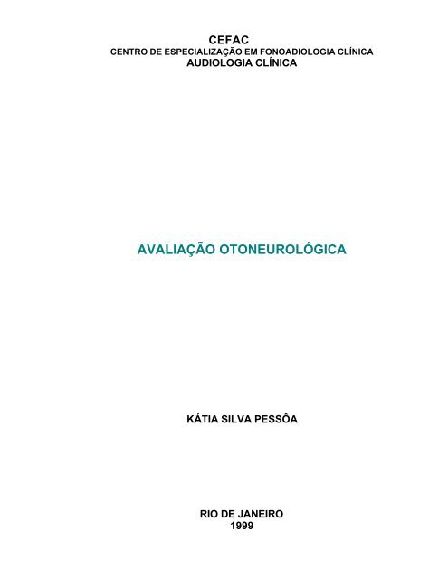 AVALIAÇÃO OTONEUROLÓGICA - CEFAC