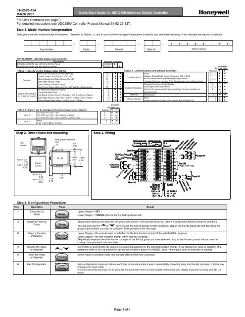 UDC2500 universal digital controller quick start guide