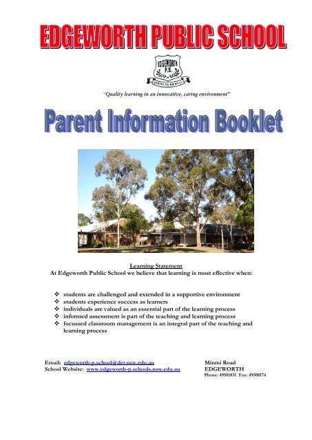 Parent Information Booklet - Edgeworth Public School