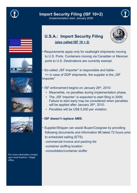 ISF 10+2 Information - Kuehne + Nagel