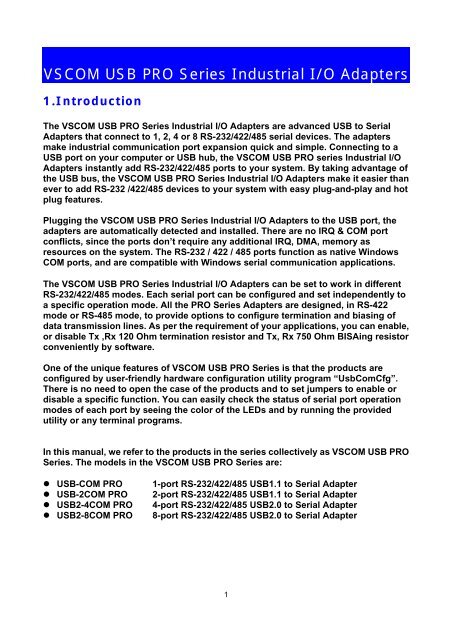 VSCOM USB PRO Series Industrial I/O Adapters - CoolGear