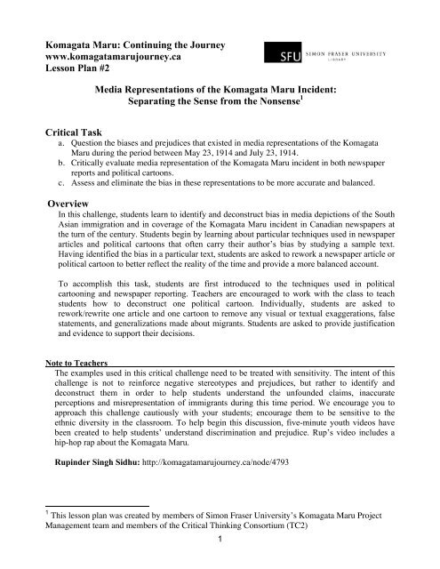 Lesson Plan #2 - Komagata Maru Journey