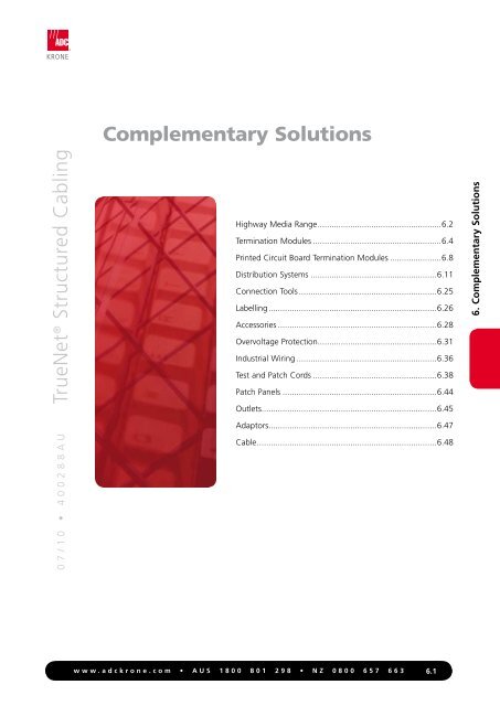 TrueNet Structured Cabling Complementary Solutions - ADC Krone