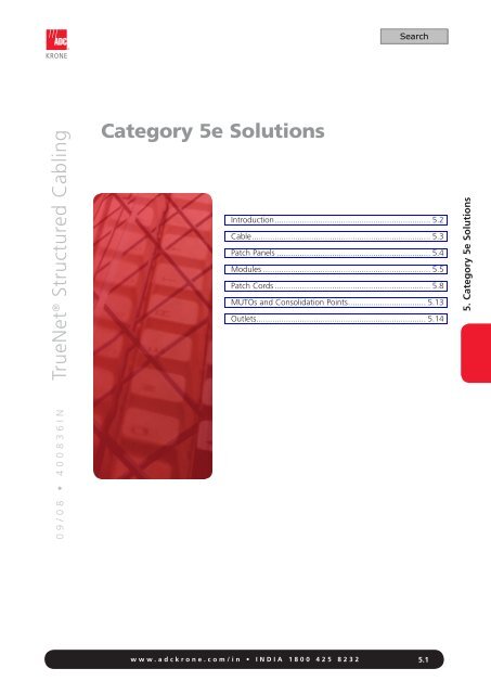 TrueNet Structured Cabling Category 5e Solutions - ADC Krone