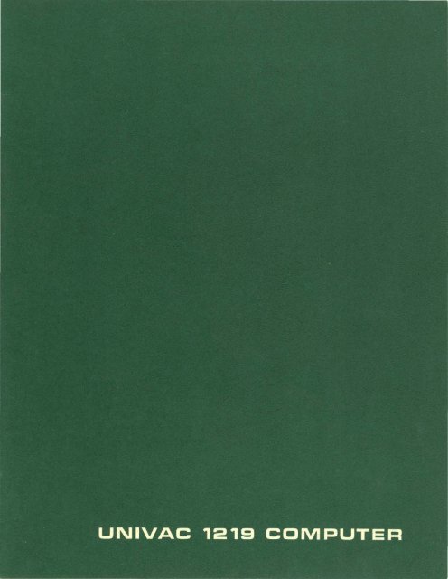 univac 1219 computer repertoire of instructions