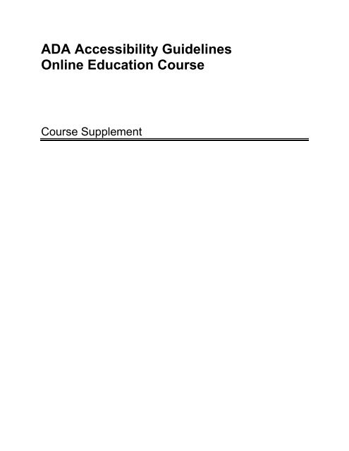 ADA Accessibility Guidelines Online Education Course