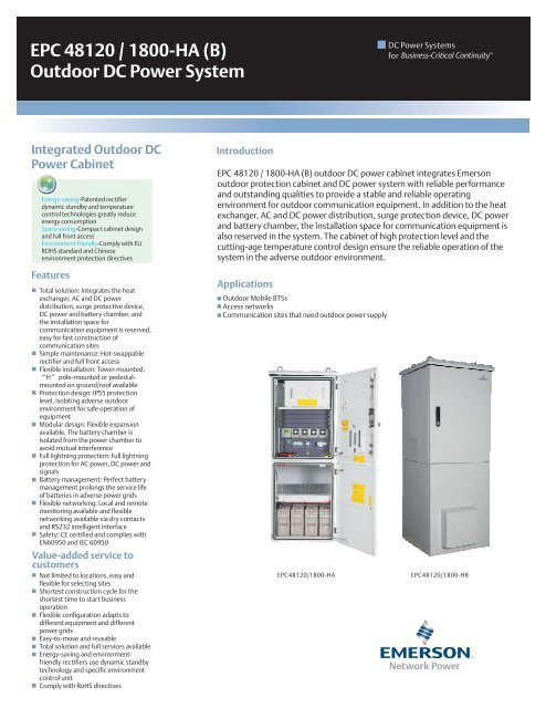 EPC 48120 / 1800-HA (B) Outdoor DC Power System - Emerson ...