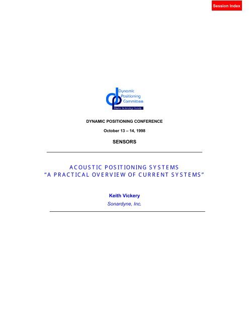 ACOUSTIC POSITIONING SYSTEMS “A PRACTICAL OVERVIEW ...