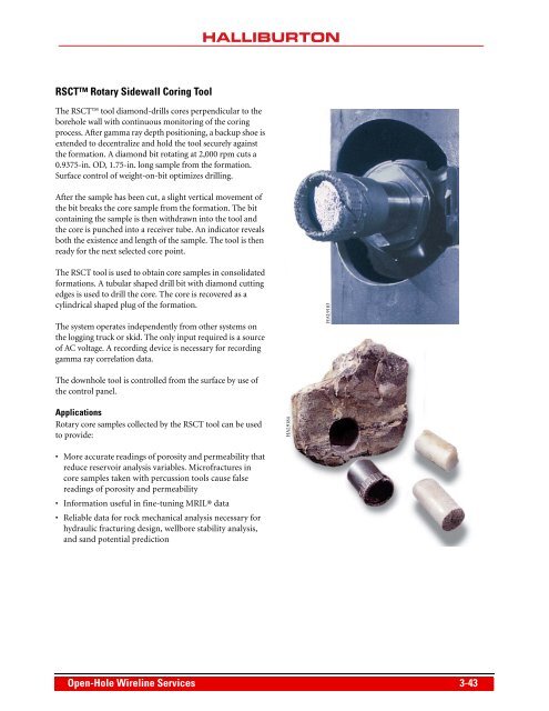 RSCT Rotary Sidewall Cori