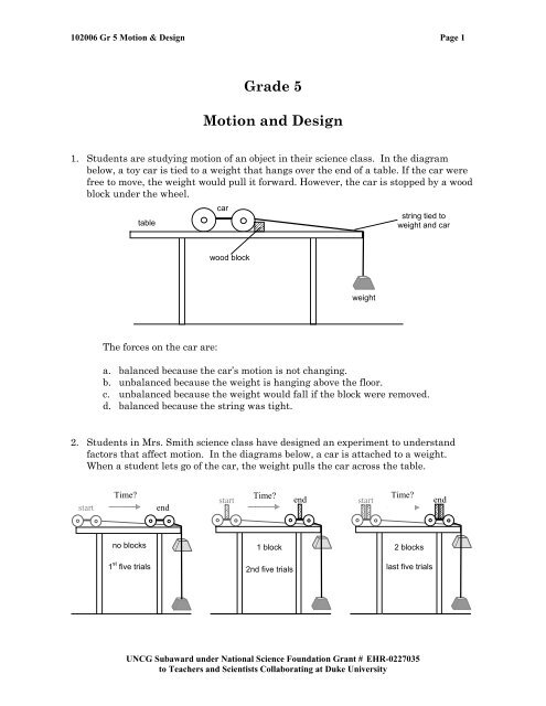 Grade 5 Motion and Design