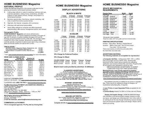 Rate Card (PDF Format) - Home Business Magazine