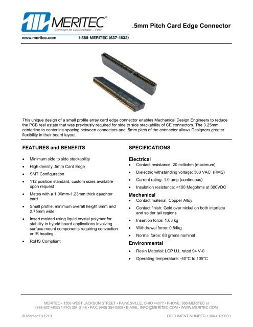 .5mm Pitch Card Edge Connector - Meritec