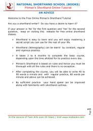 NATIONAL SHORTHAND SCHOOL (BOOKS) Pitman's Shorthand ...