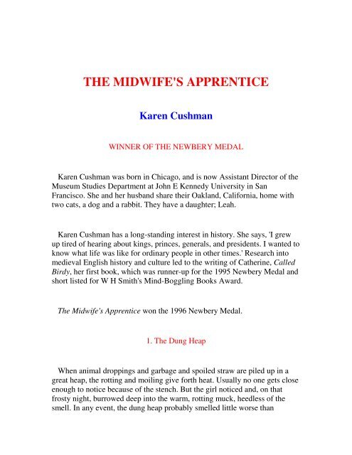 THE MIDWIFE'S APPRENTICE Karen Cushman - CSIR