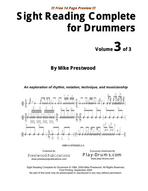 Sight Reading Complete for Drummers Volume 3of 3 - Play-drums