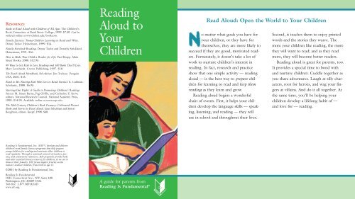 RIF Brochure/ReadAloud - Reading Is Fundamental