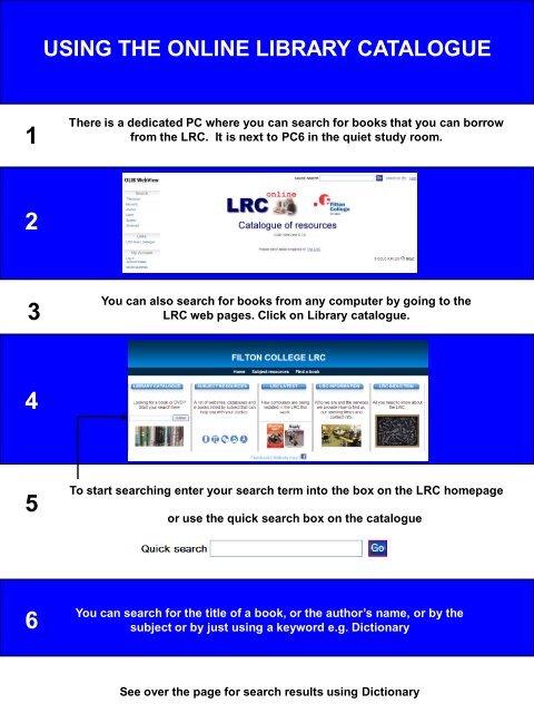 Using the online Library Catalogue (Webview)