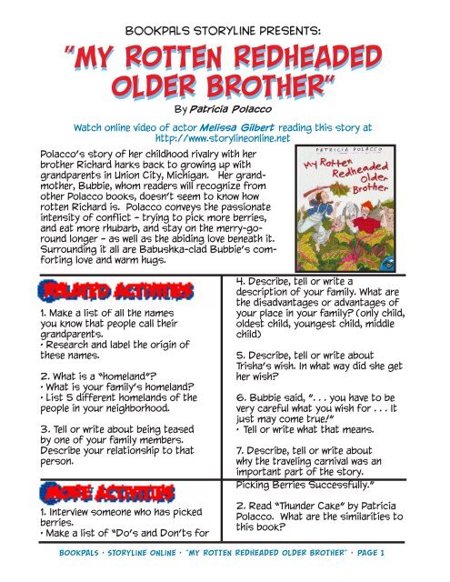 my rotten redheaded older brother - Storyline Online
