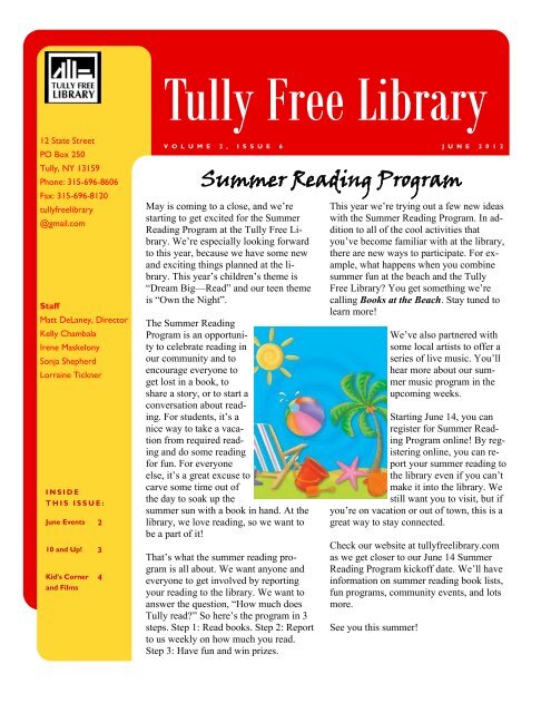 Summer Reading Program - Tully Free Library