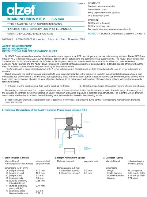 Brain infusion Kit 2 3-5 mm - ALZET® Osmotic Pumps