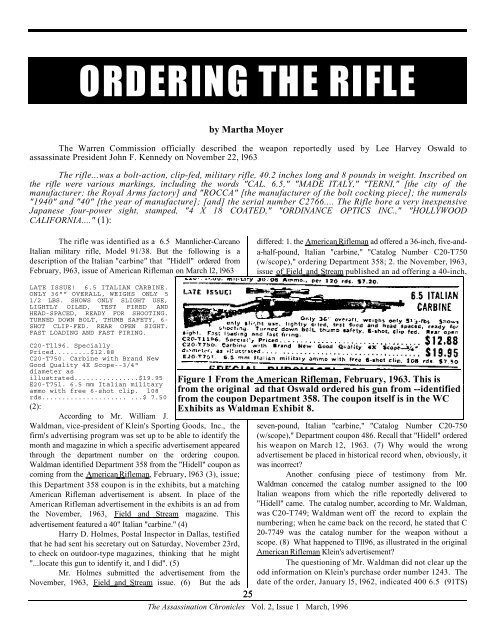 Ordering The Rifle by Martha Moyer (pdf) - JFK Lancer