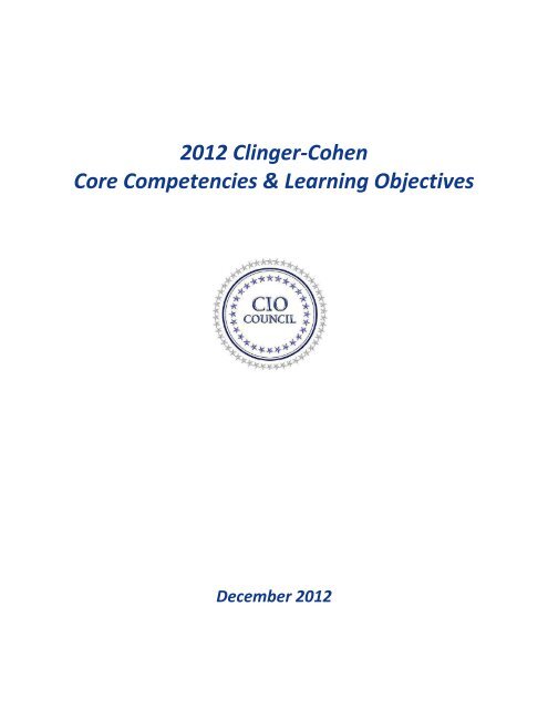 2012 Clinger-Cohen Core Competencies & Learning Objectives