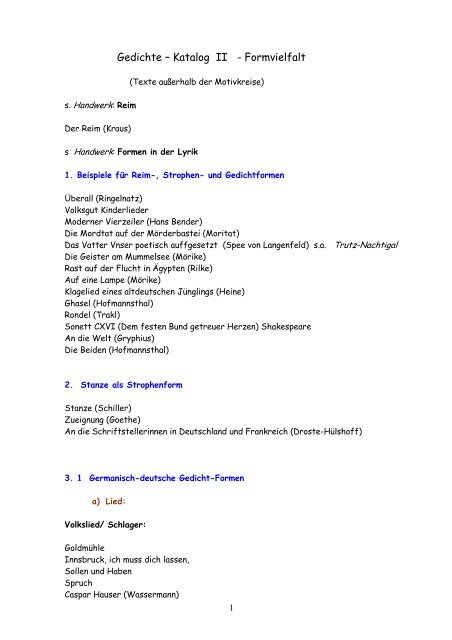 PDF - Gedichte II Formen - Lyrikschadchen