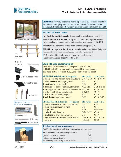LIFT SLIDE SYSTEMS Track, interlock & other essentials