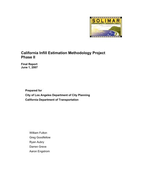California Infill Estimation Methodology Project Phase II