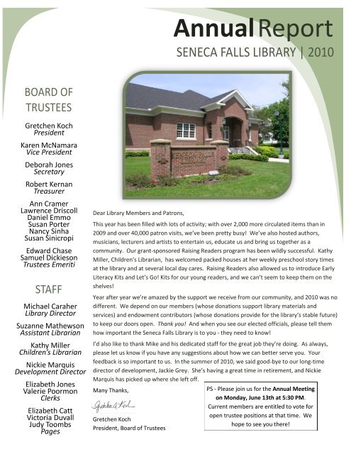 Report Annual - Seneca Falls Library