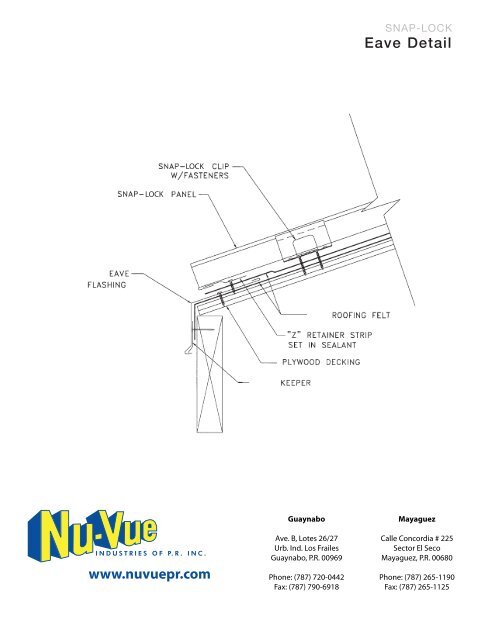 SNAP-CLAD Metal Roofing Eave Detail - Nu-Vue Industries of PR, Inc.