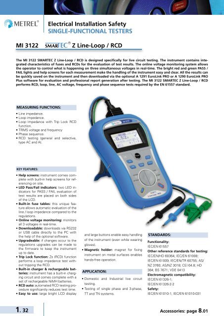 MI 3122 SMARTEC Z Line-Loop / RCD - Emona Instruments