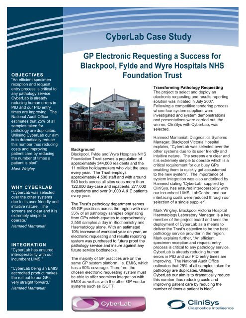 Blackpool Case Study - CliniSys