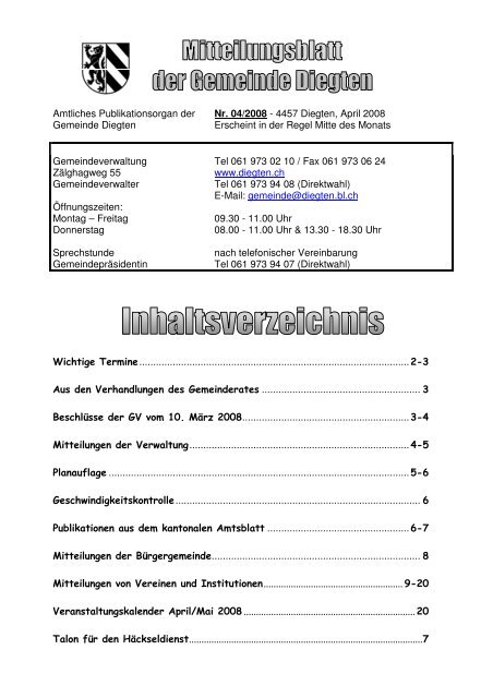 April - Gemeinde Diegten